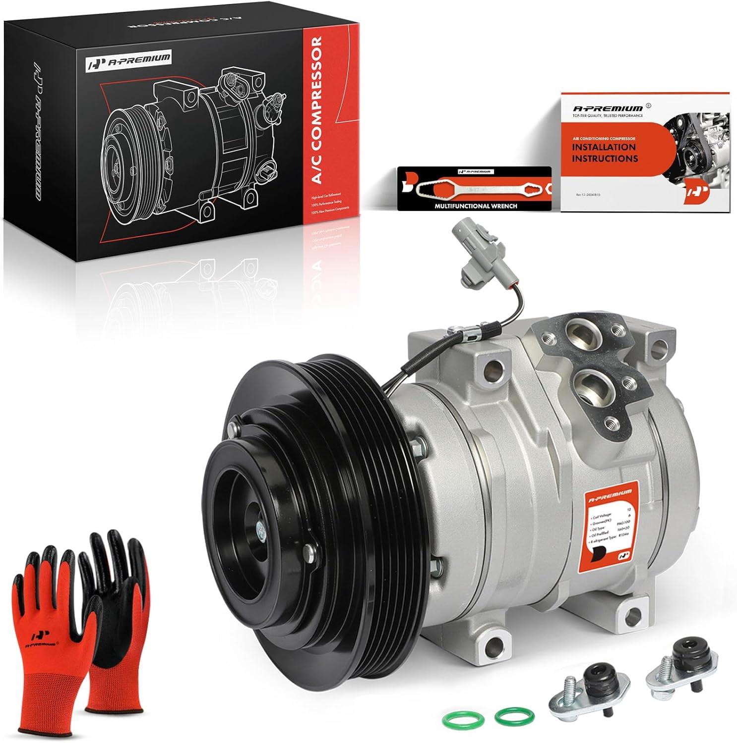 A-Premium A/C Compressor with Clutch Replacement Part Compatible with ...