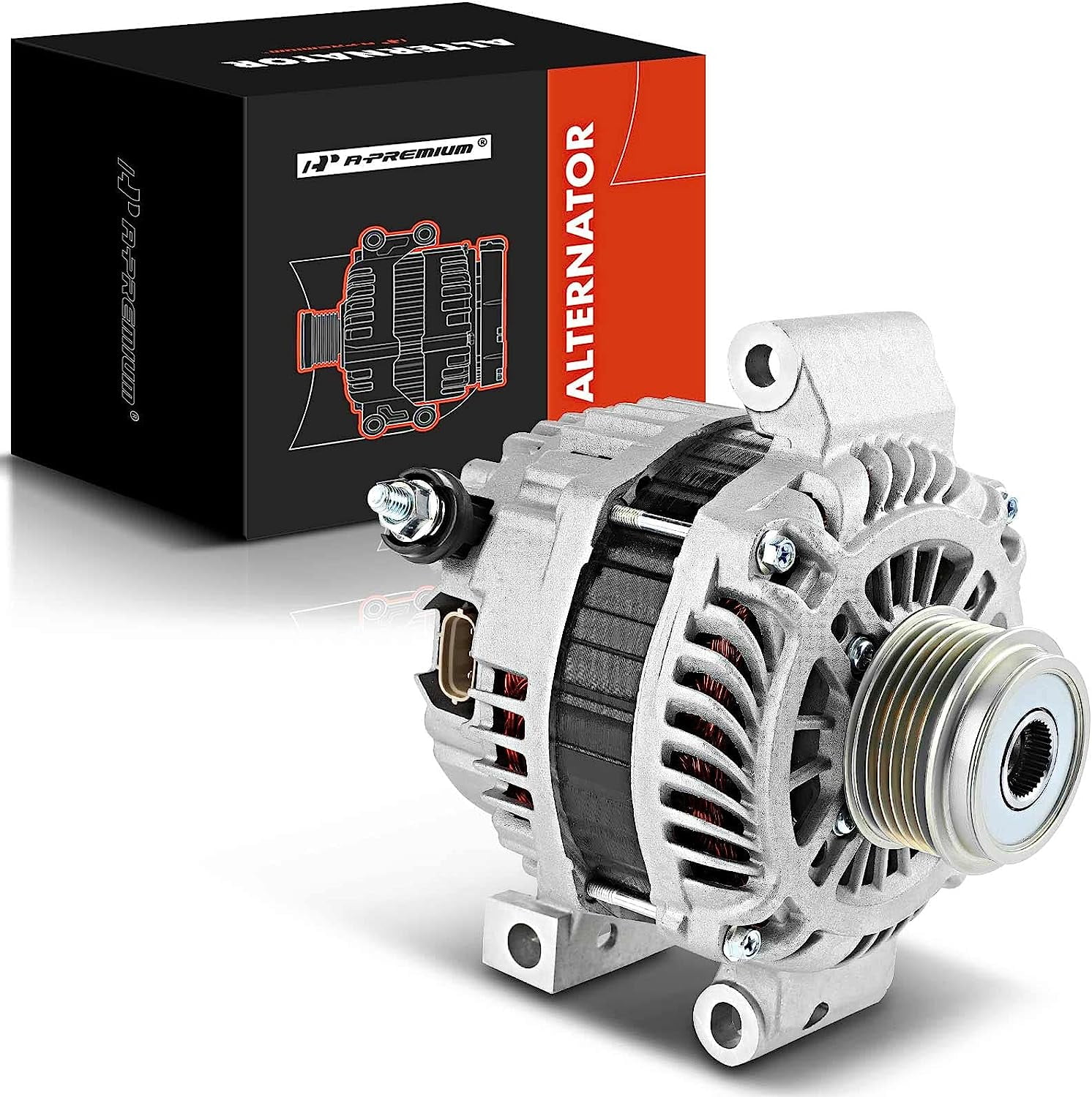 A-Premium Alternator for Mazda 6 2006-2013 - L4 2.3L, 12V 110A 6-Groove ...
