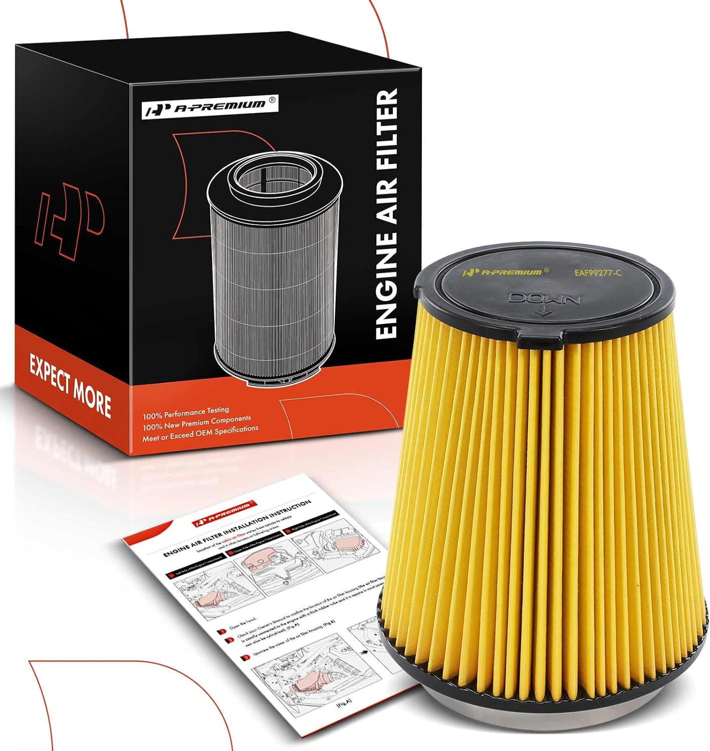 A-Premium Front Engine Air Filter Compatible with Ford Mustang 2019 ...