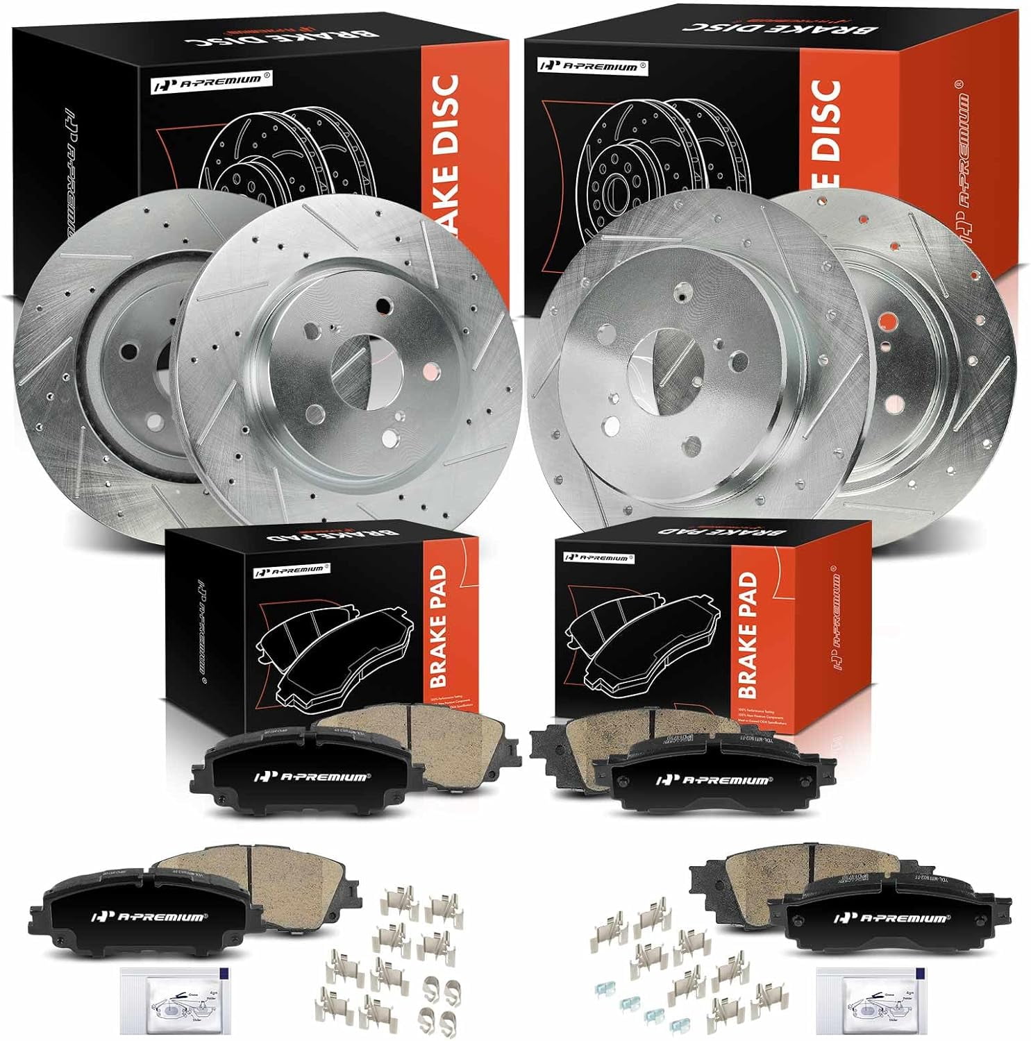 A-Premium Front and Rear Drilled and Slotted Disc Brake Rotors ...