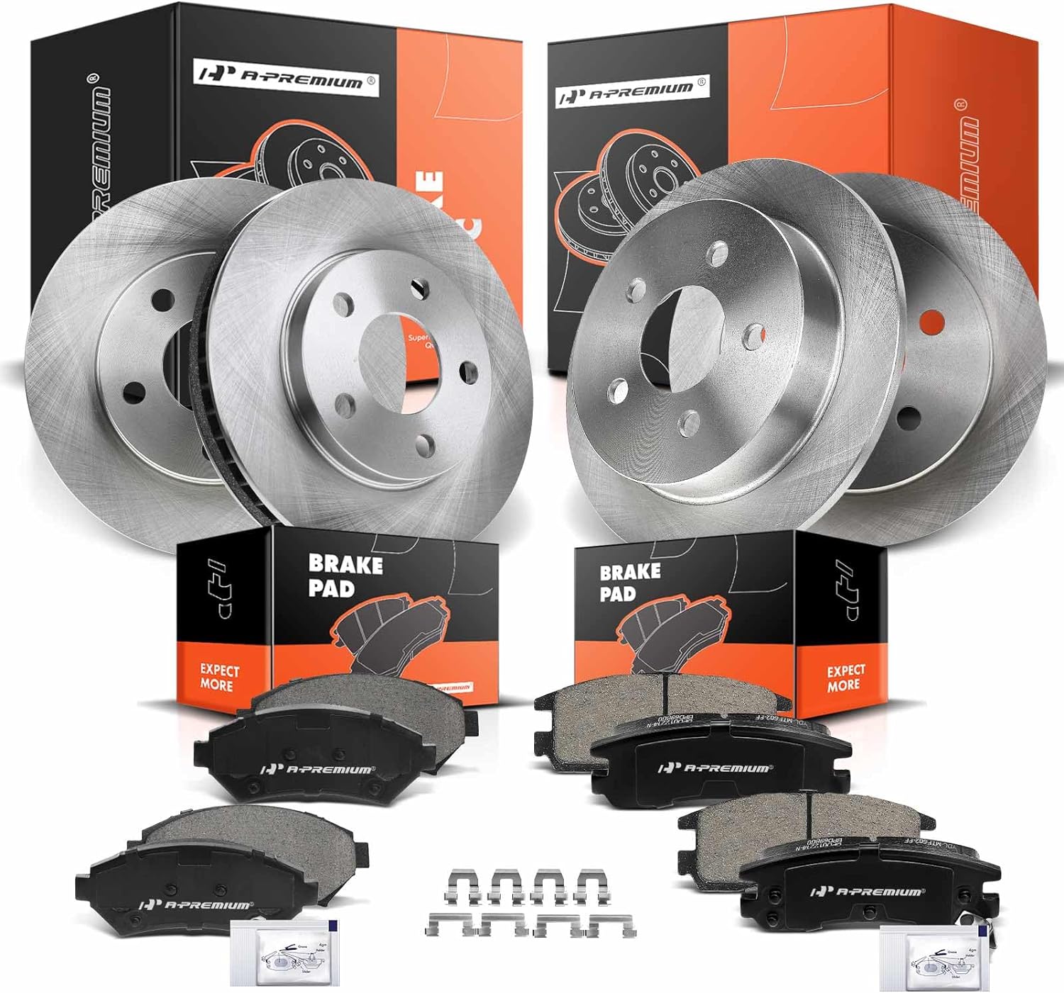 A-Premium Front Vented & Rear Solid Disc Brake Rotors + Ceramic Pads ...