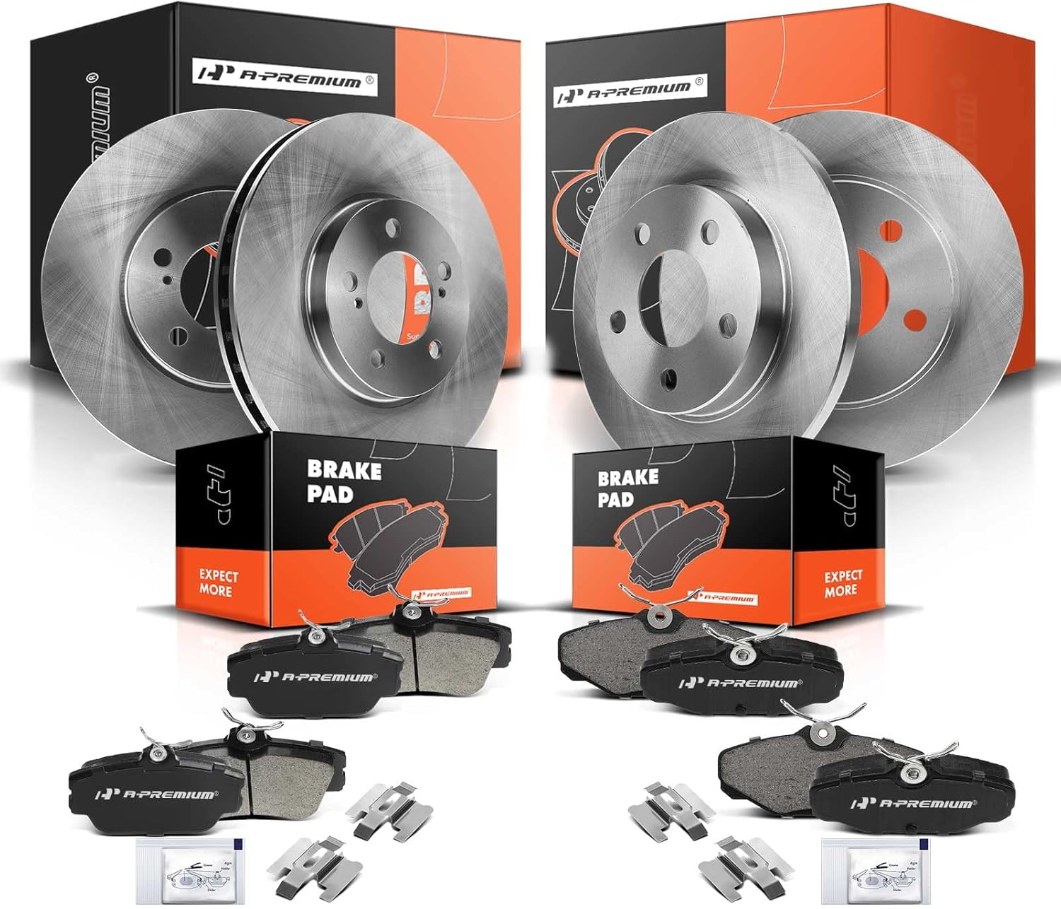A-Premium Front Vented & Rear Solid Disc Brake Rotors Ceramic Pads Kit ...