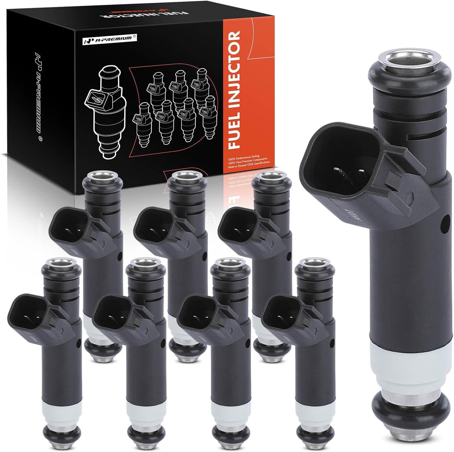 A-Premium Replacement Fuel Injectors, Black, Gas Compatible, 8 Count ...