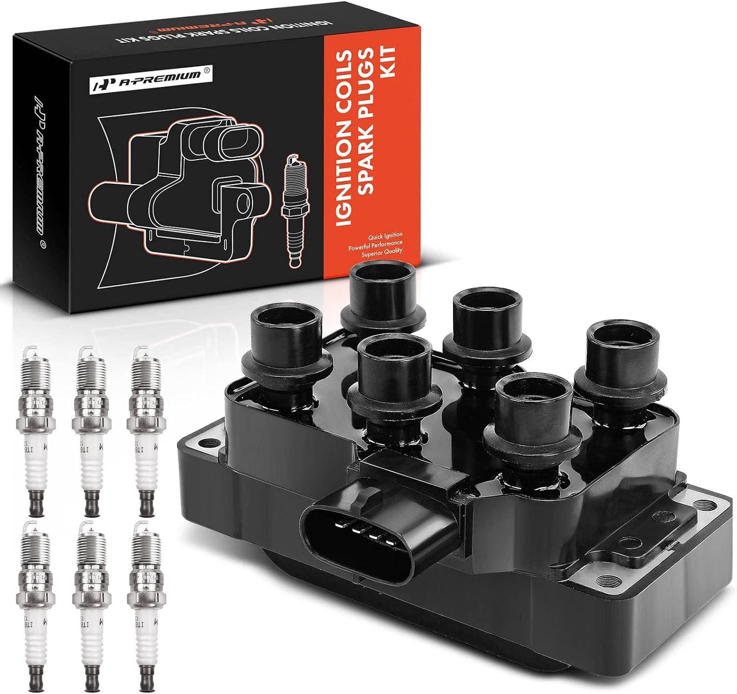 A-Premium Ignition Coils and Spark Plugs Kits Compatible with Ford Explorer 2006-2010, Explorer ...