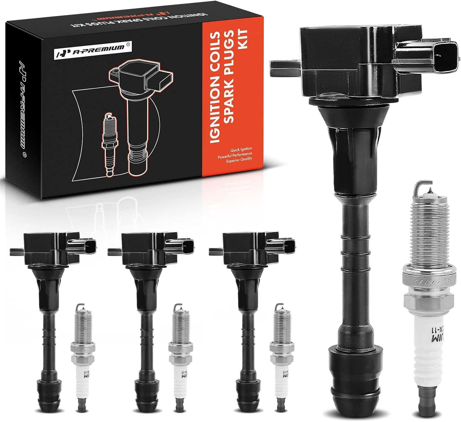 A-Premium Ignition Coils and Spark Plugs Kits Compatible with Nissan ...