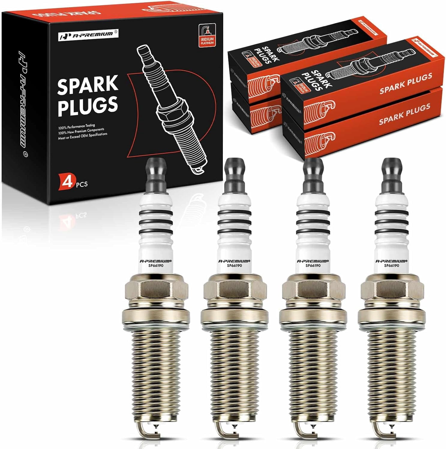 A-Premium Iridium Platinum Spark Plugs (Pack of 4) Compatible with ...