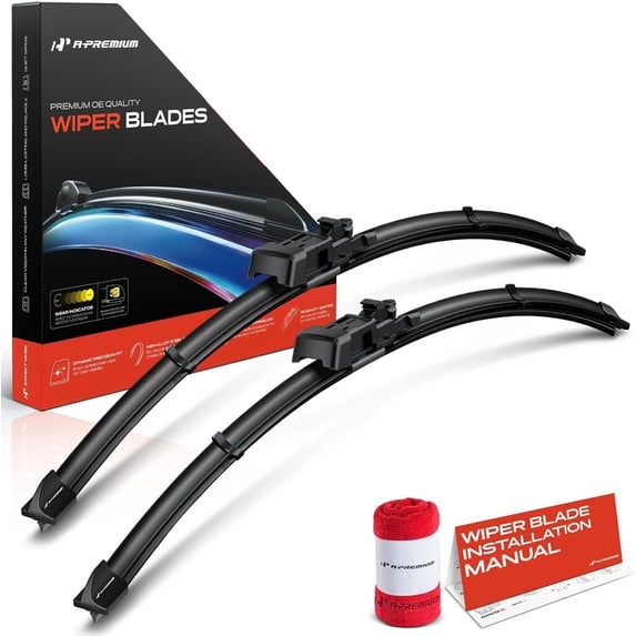 A-Premium Pack of 2 Windshield Wiper Blades with Wear Indicator & Towel ...