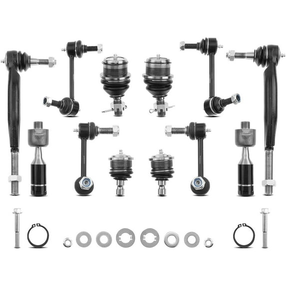 A-Premium Set of 12, Front Rear Sway Bar Link + Outer Inner Tie Rod End ...