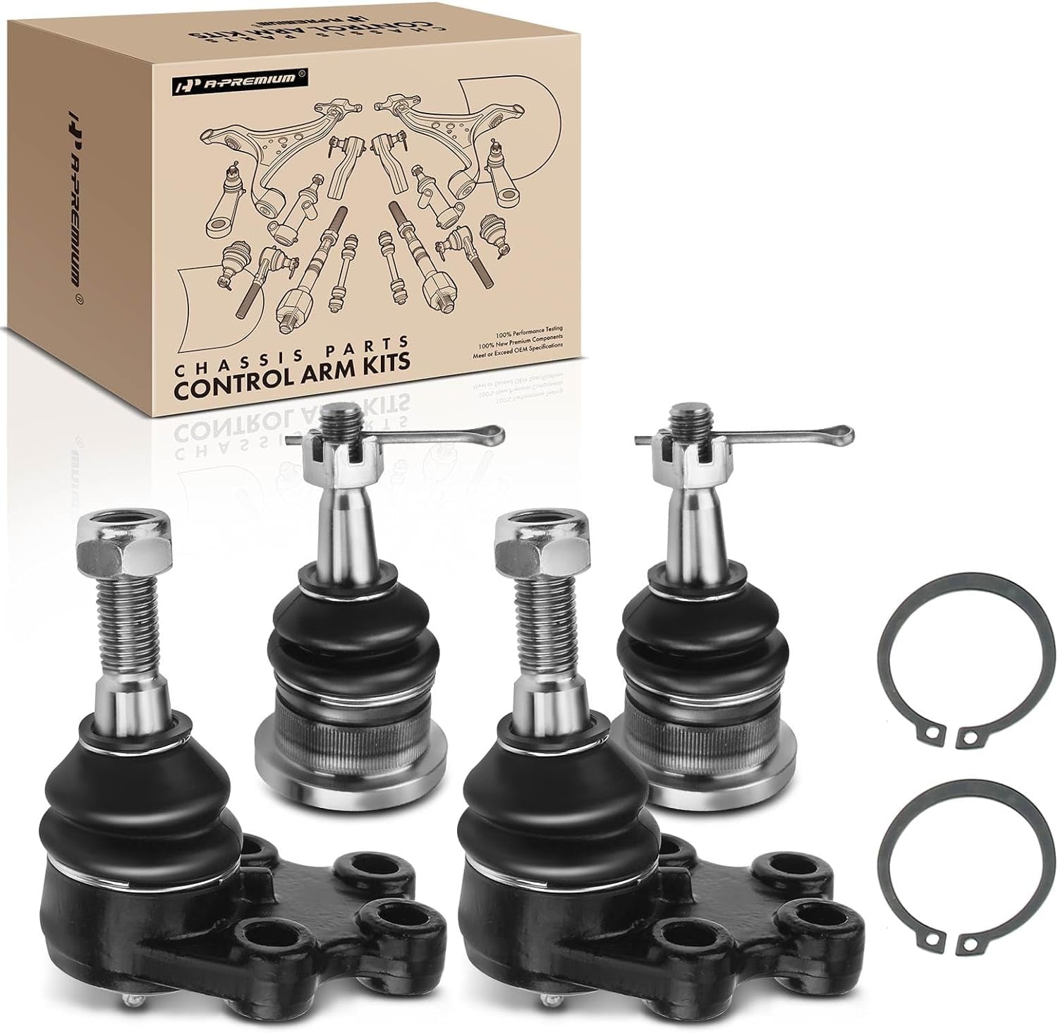 A-Premium Set of 4, Front Upper & Lower Ball Joints Kit, Compatible ...