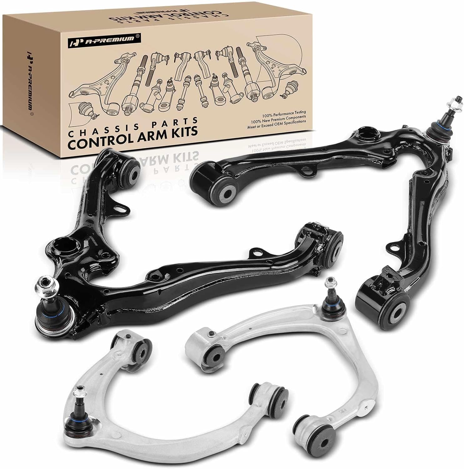 A-Premium Set of 4, Front Upper Lower Control Arm Kit, with Ball Joint & Bushing, Compatible ...