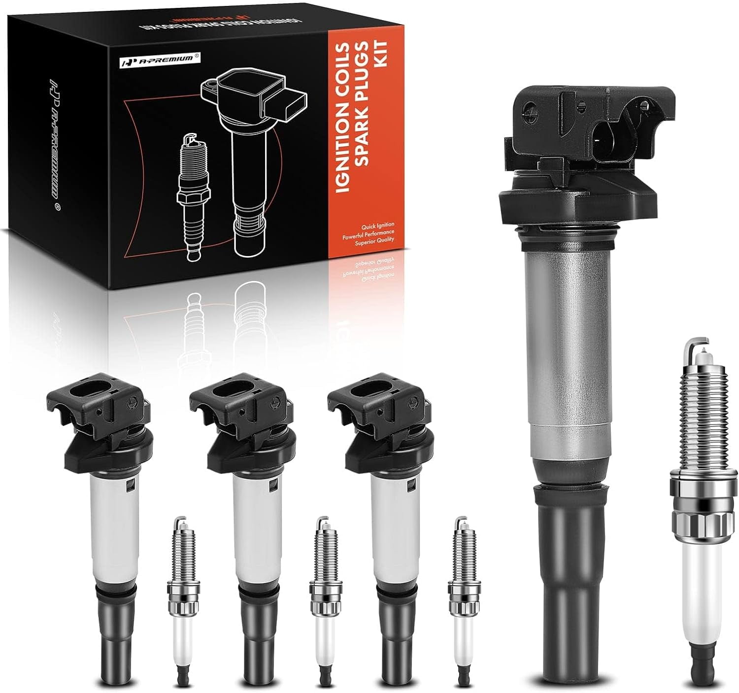 A-Premium Ignition Coil Pack and Iridium Spark Plugs, Compatible with ...