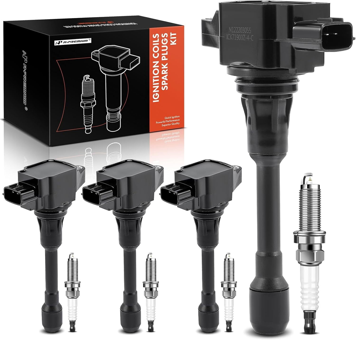 A-Premium Set of 4 Ignition Coil Pack and Iridium Spark Plugs ...