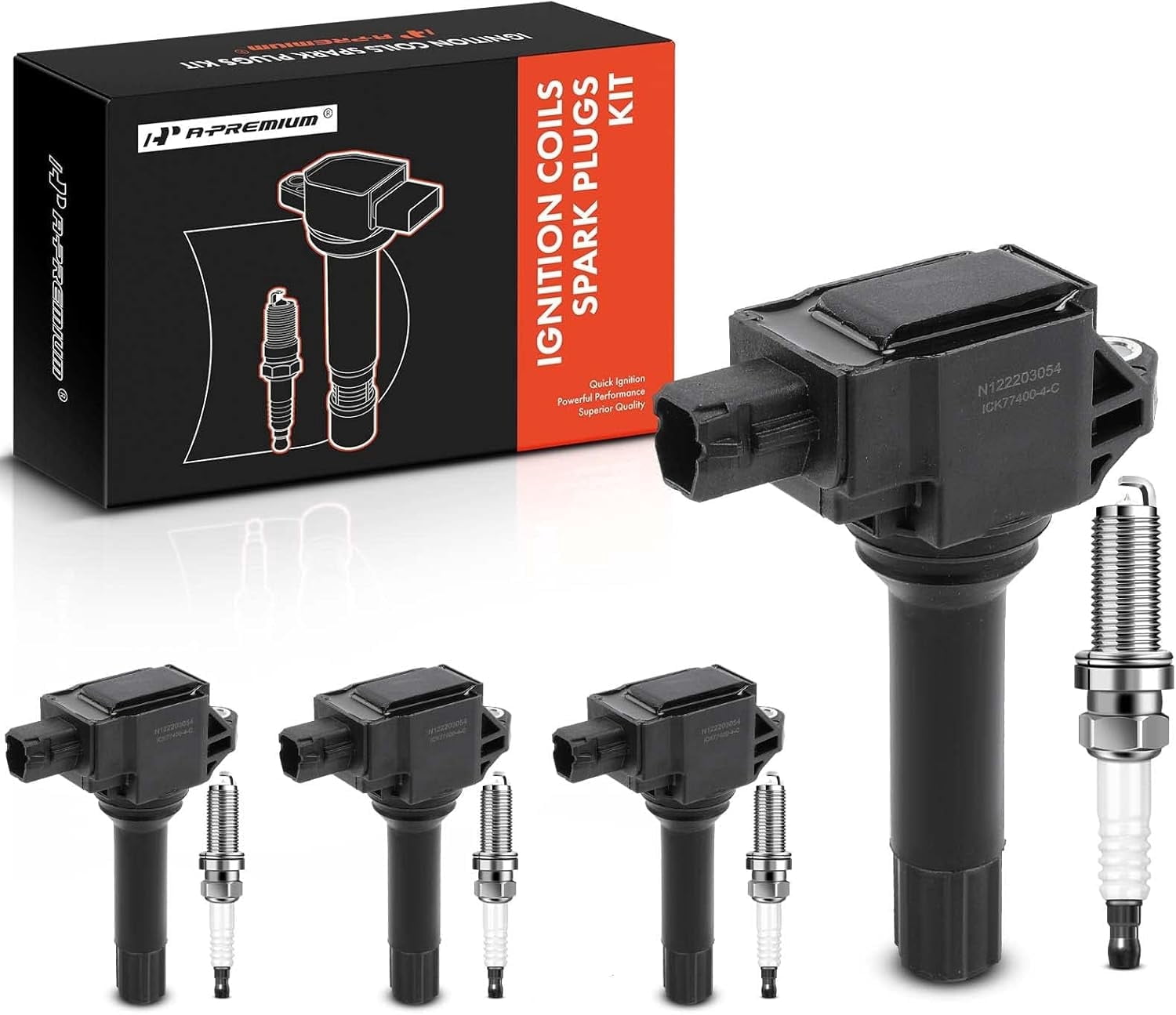 A-Premium Set of 4 Ignition Coil Pack and Iridium Spark Plugs ...