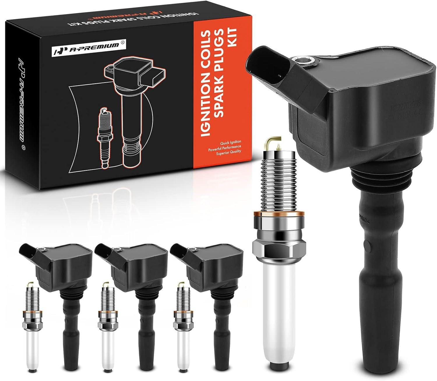 A-Premium Set of 4 Ignition Coil Pack and Iridium Spark Plugs ...