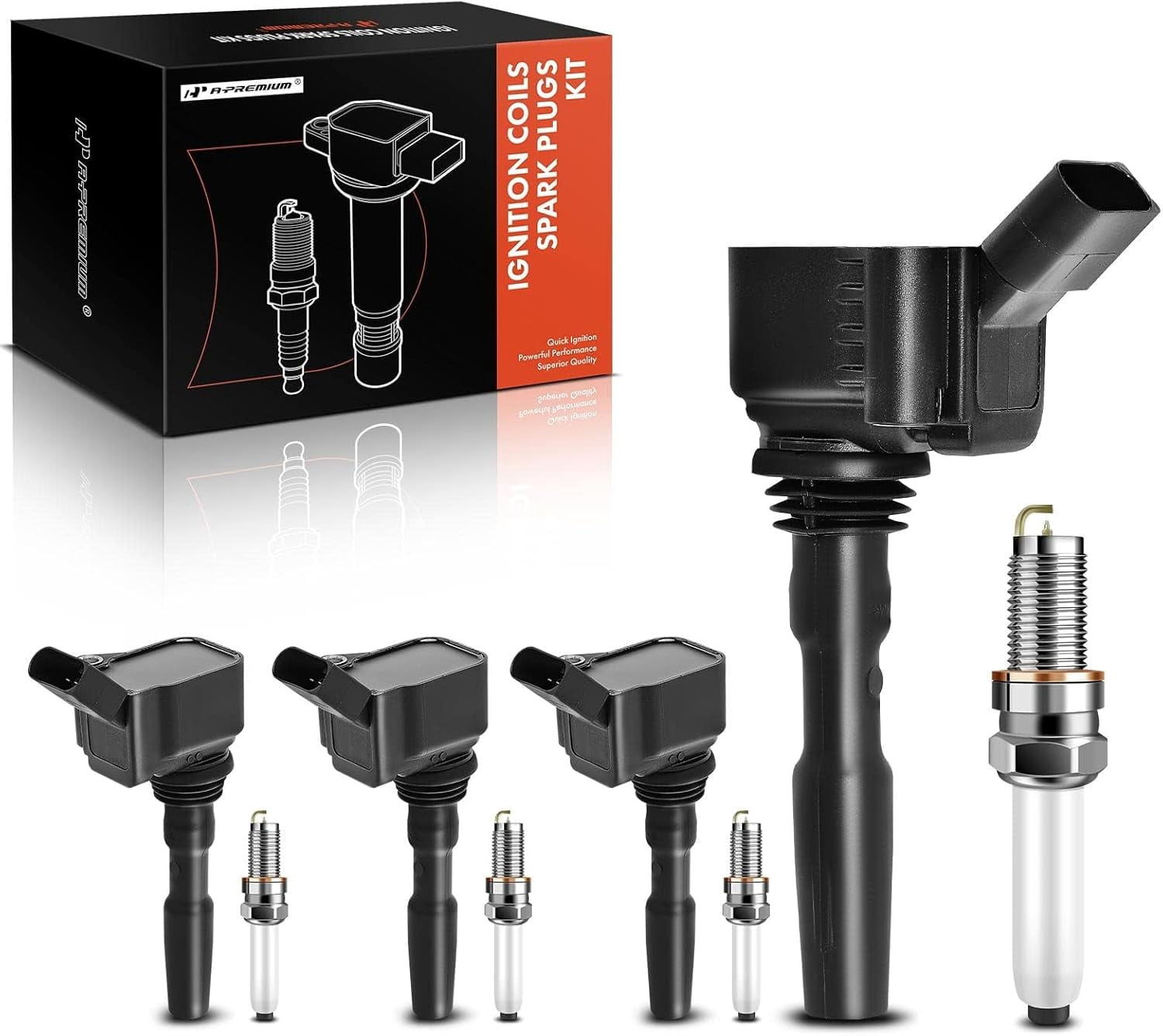 A-Premium Set of 4 Ignition Coil Pack and Iridium Spark Plugs ...