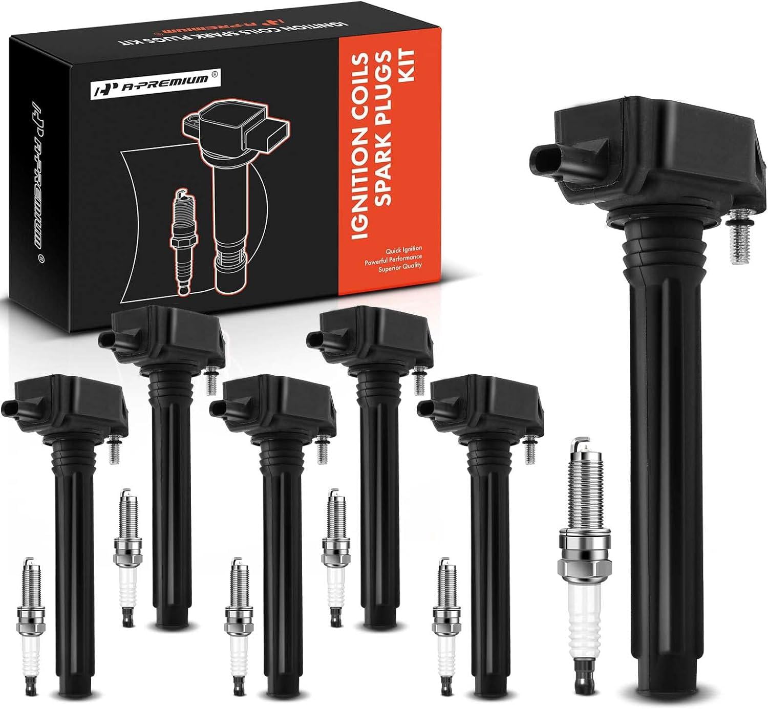A-Premium Ignition Coil Pack Set of 6, Iridium Spark Plugs, V6 3.6L for Jeep & Dodge 2011-2020 ...