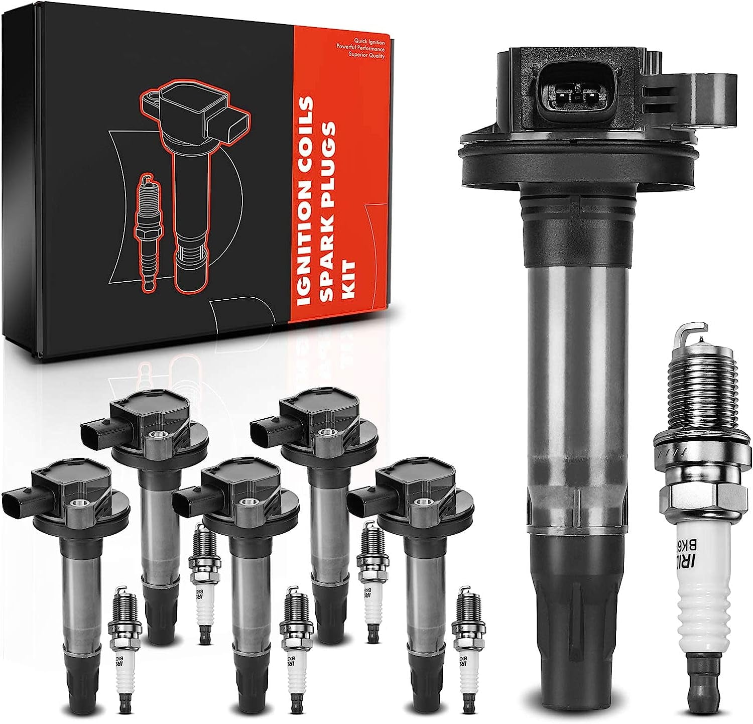 A-Premium Set of 6 Ignition Coil Pack and Iridium Spark Plugs ...
