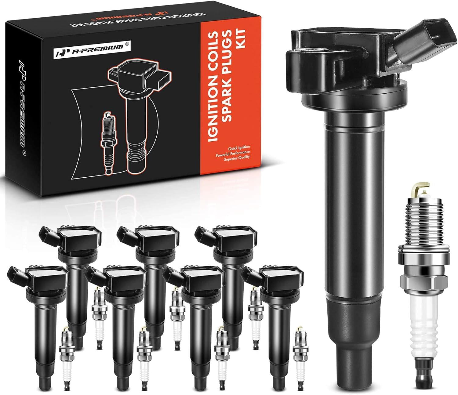 A-Premium Ignition Coil Pack Set, 8 Iridium Spark Plugs, Fits Toyota ...