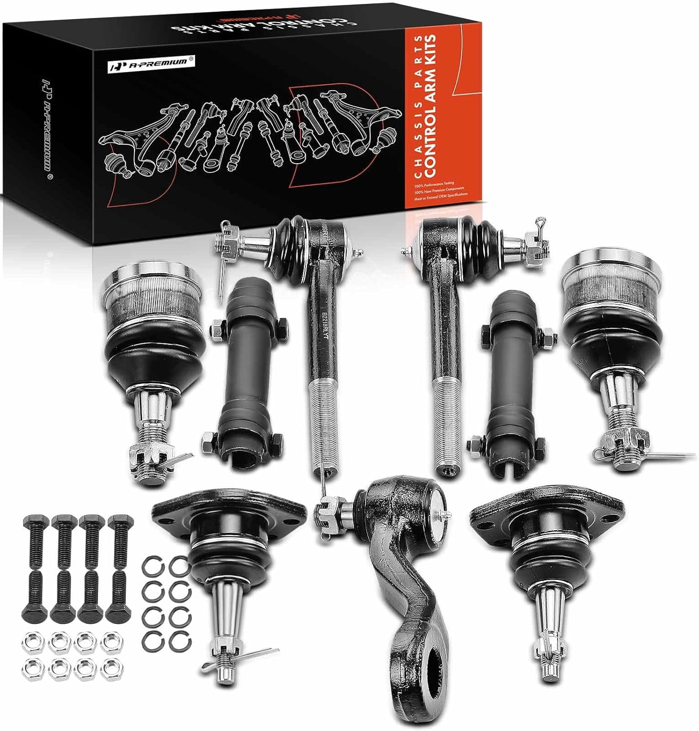A-Premium Set of 9, Front Upper & Lower Ball Joint, Outer Tie Rod End ...