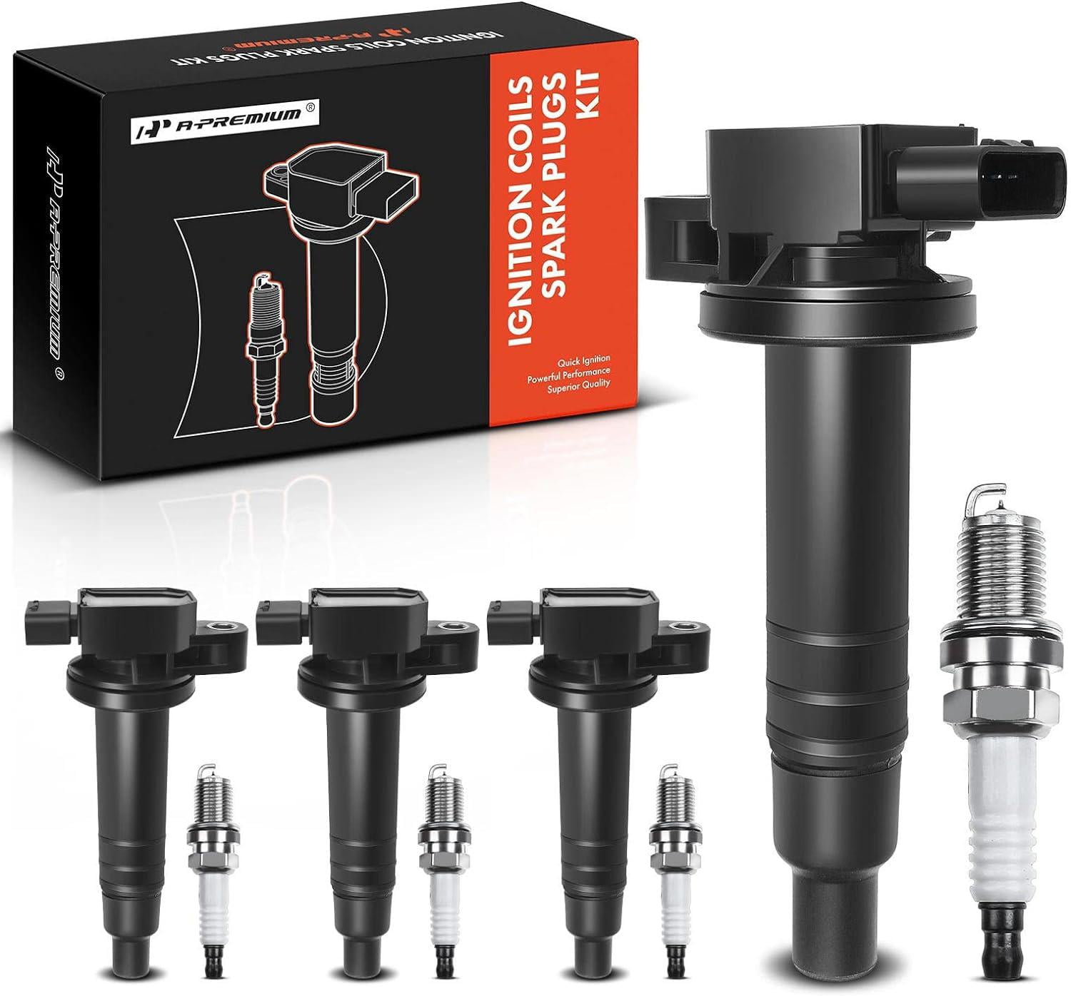 A-Premium Ignition Coil Pack and Iridium Spark Plugs Set, Fits Toyota ...
