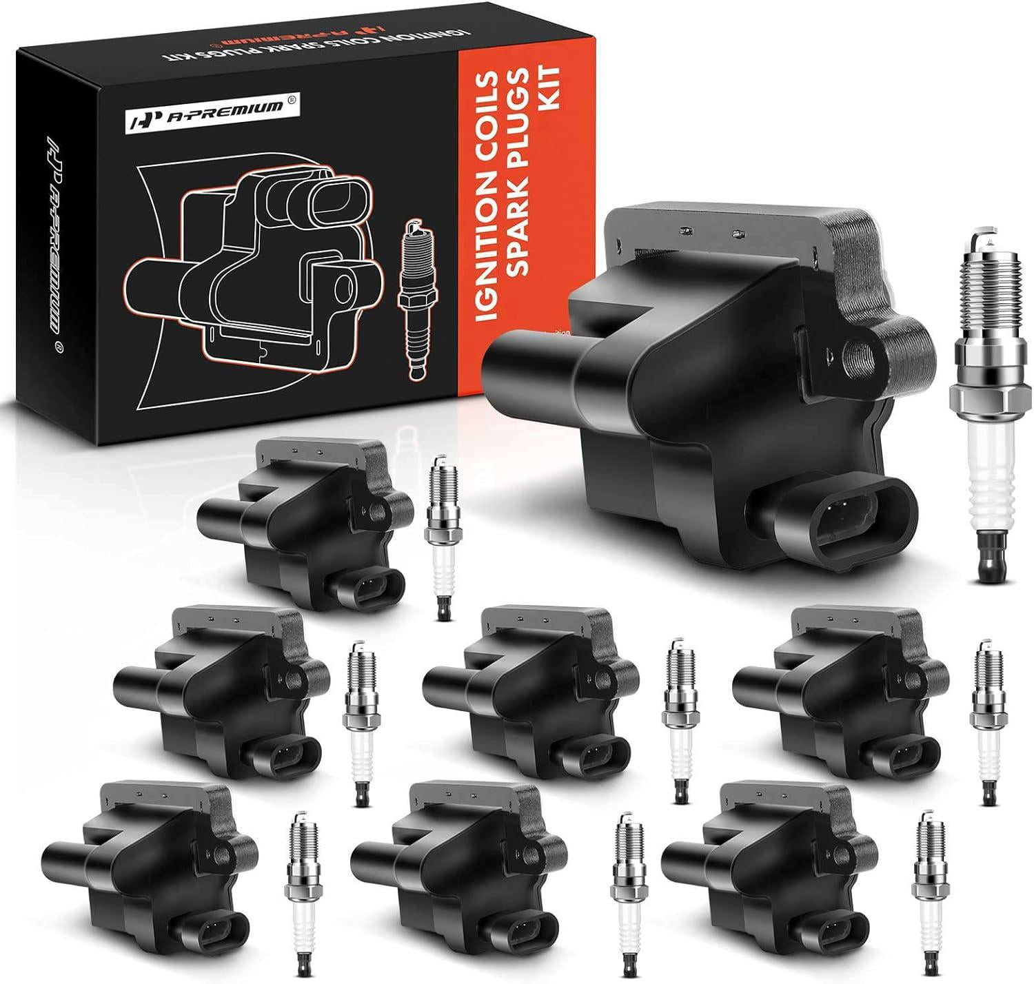 A-Premium Set of 8 Ignition Coil Pack and Iridium Spark Plugs Compatible with Chevrolet ...
