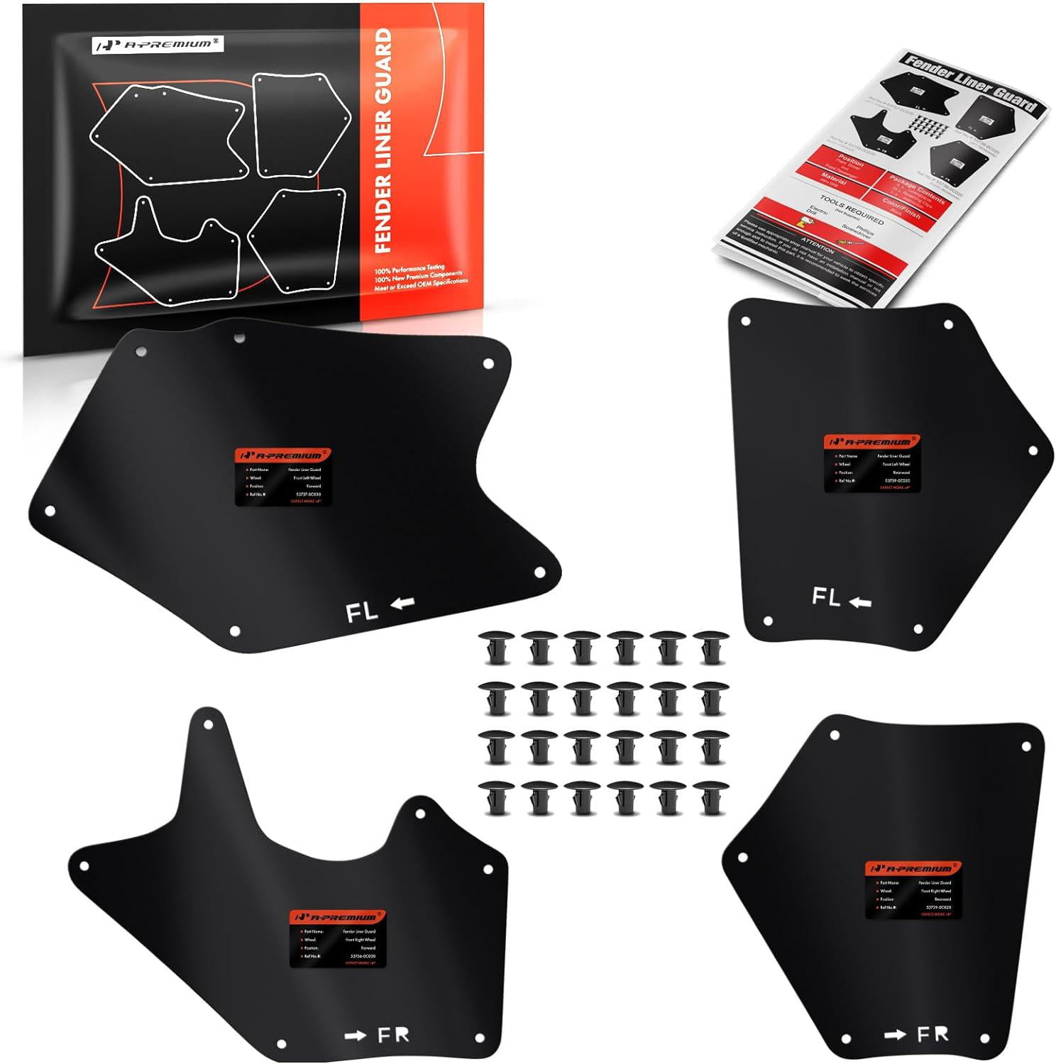 A-Premium Splash Guards Fender Liner Shields Compatible with Toyota ...