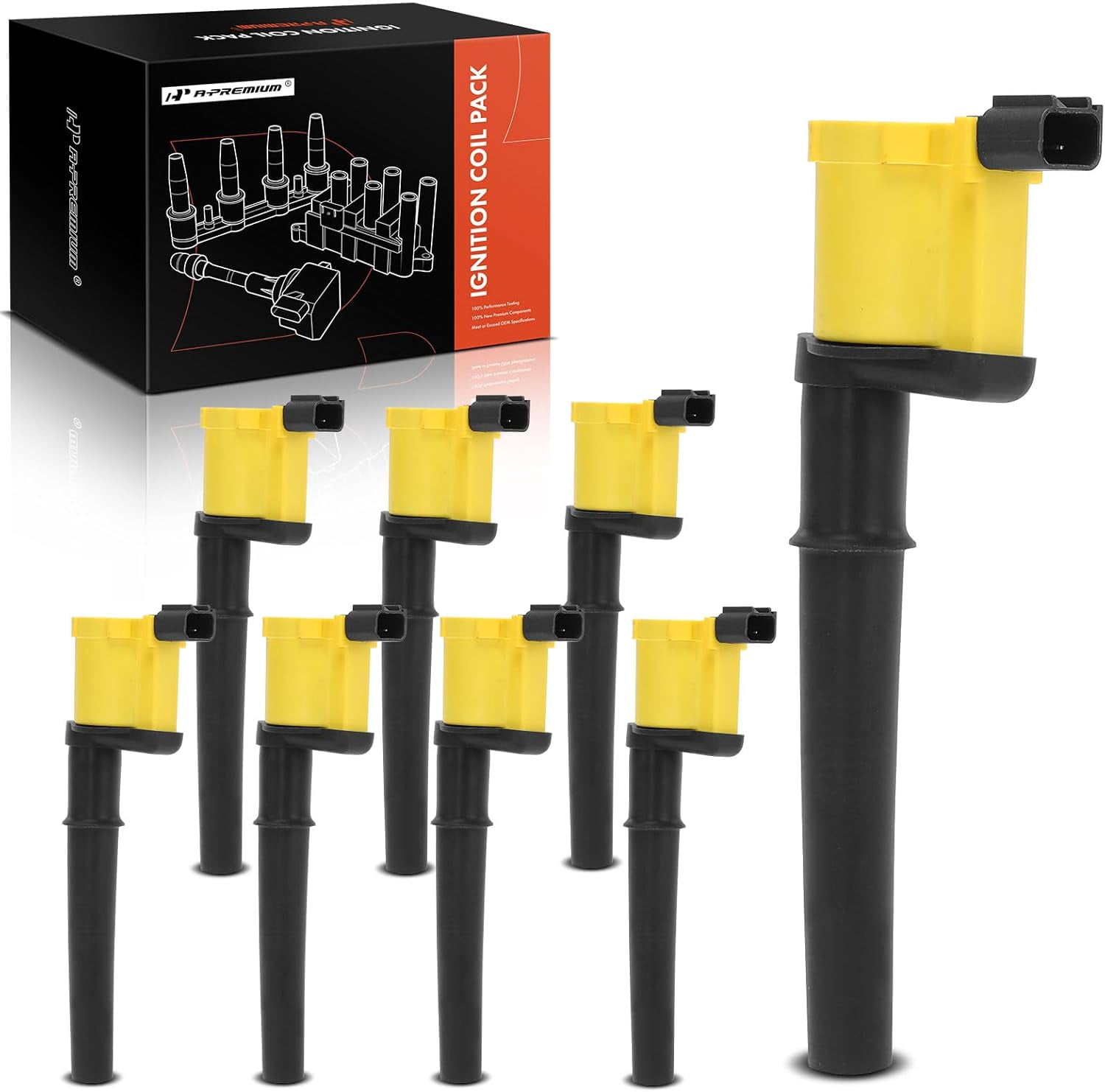 A-Premium (Yellow) Engine Ignition Coil Pack Compatible with Ford ...