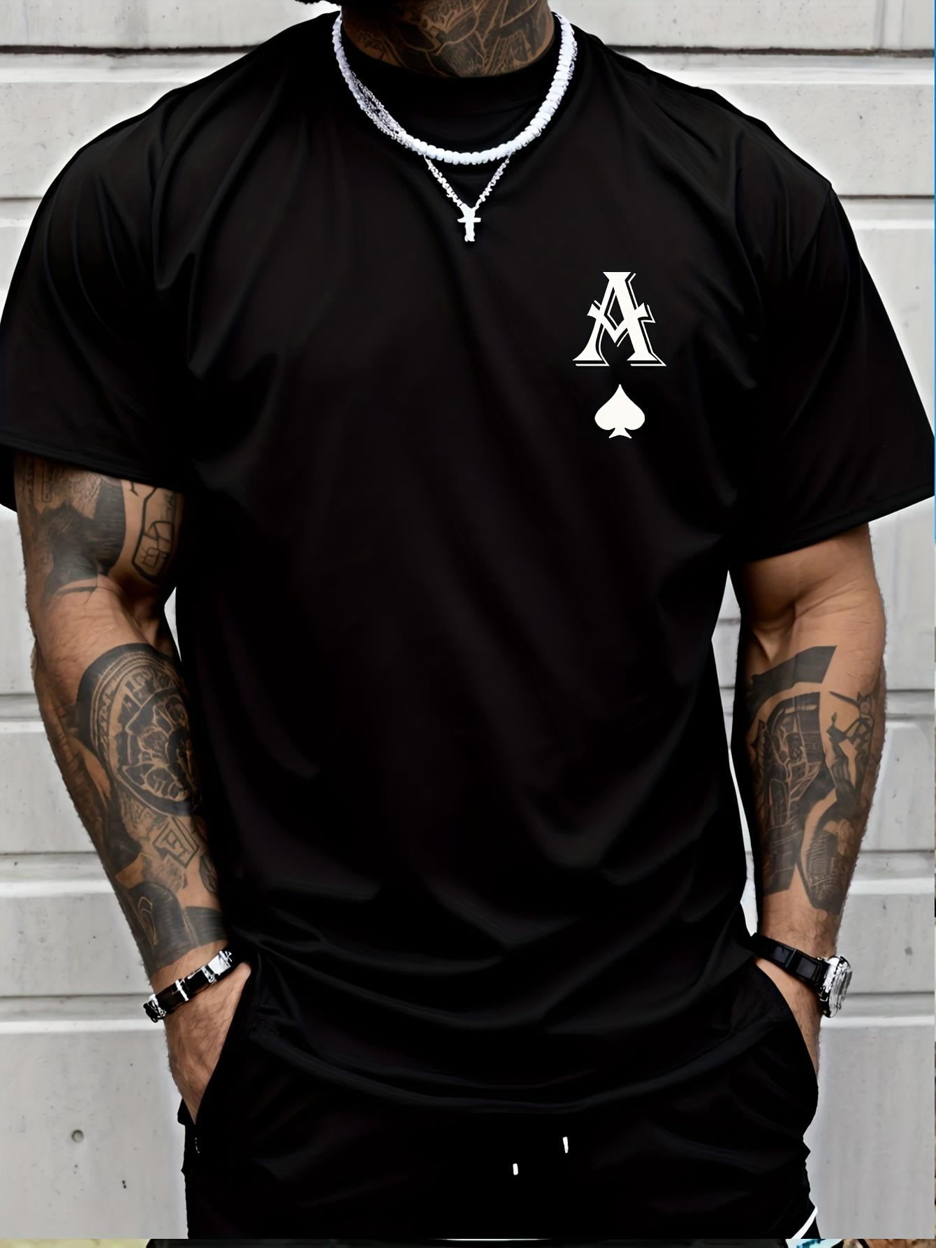 A Print Men's Creative Top, Casual Short Sleeve Crew Neck T-shirt, Men ...