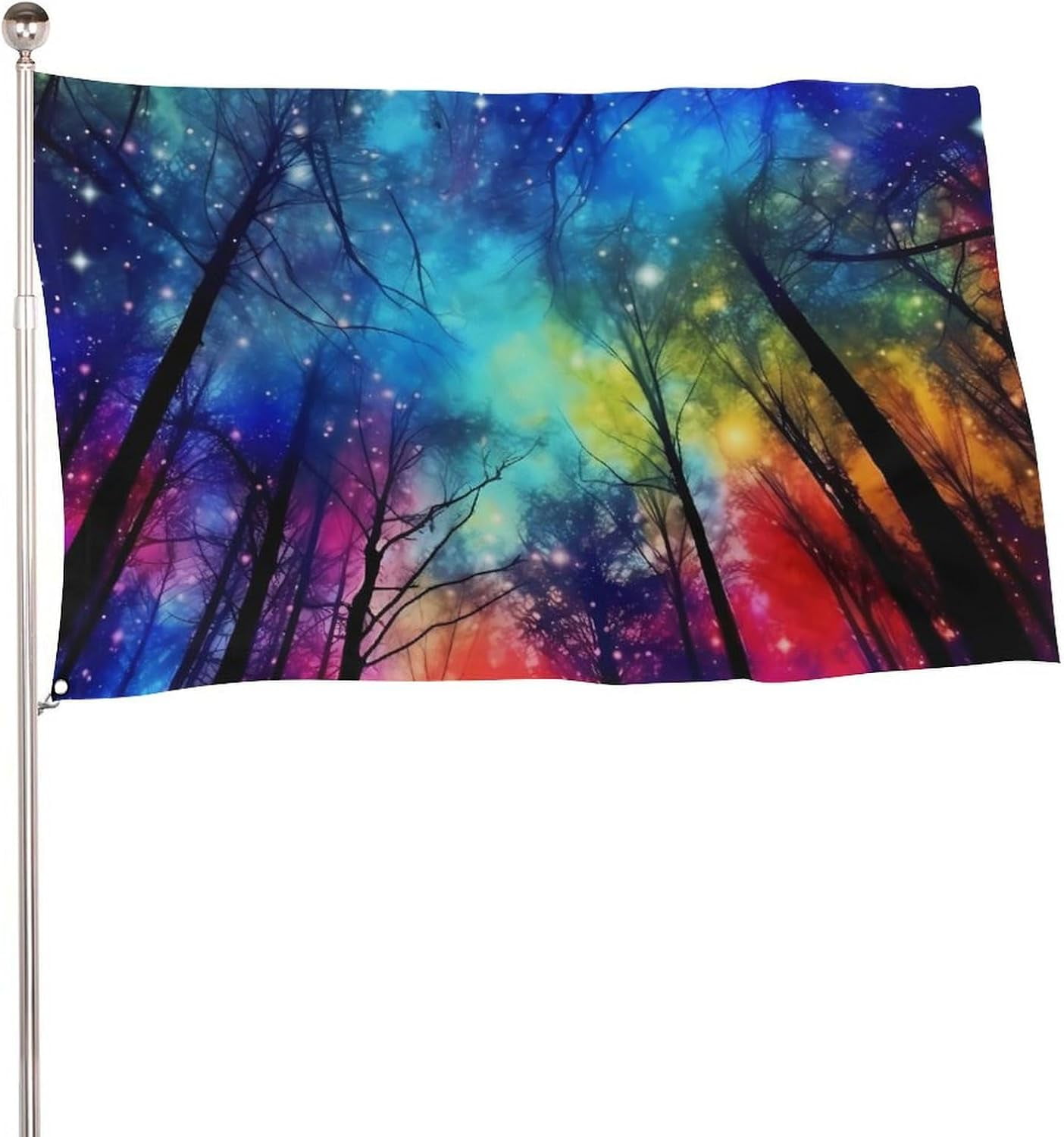 A Psychedelic Forests Night Printed Flag with 2 Brass Grommets Banner ...