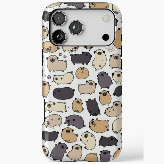 A Pug Life Doodle Themed Cute Dog Graphic Art iPhone 11 through 17 Pro ...