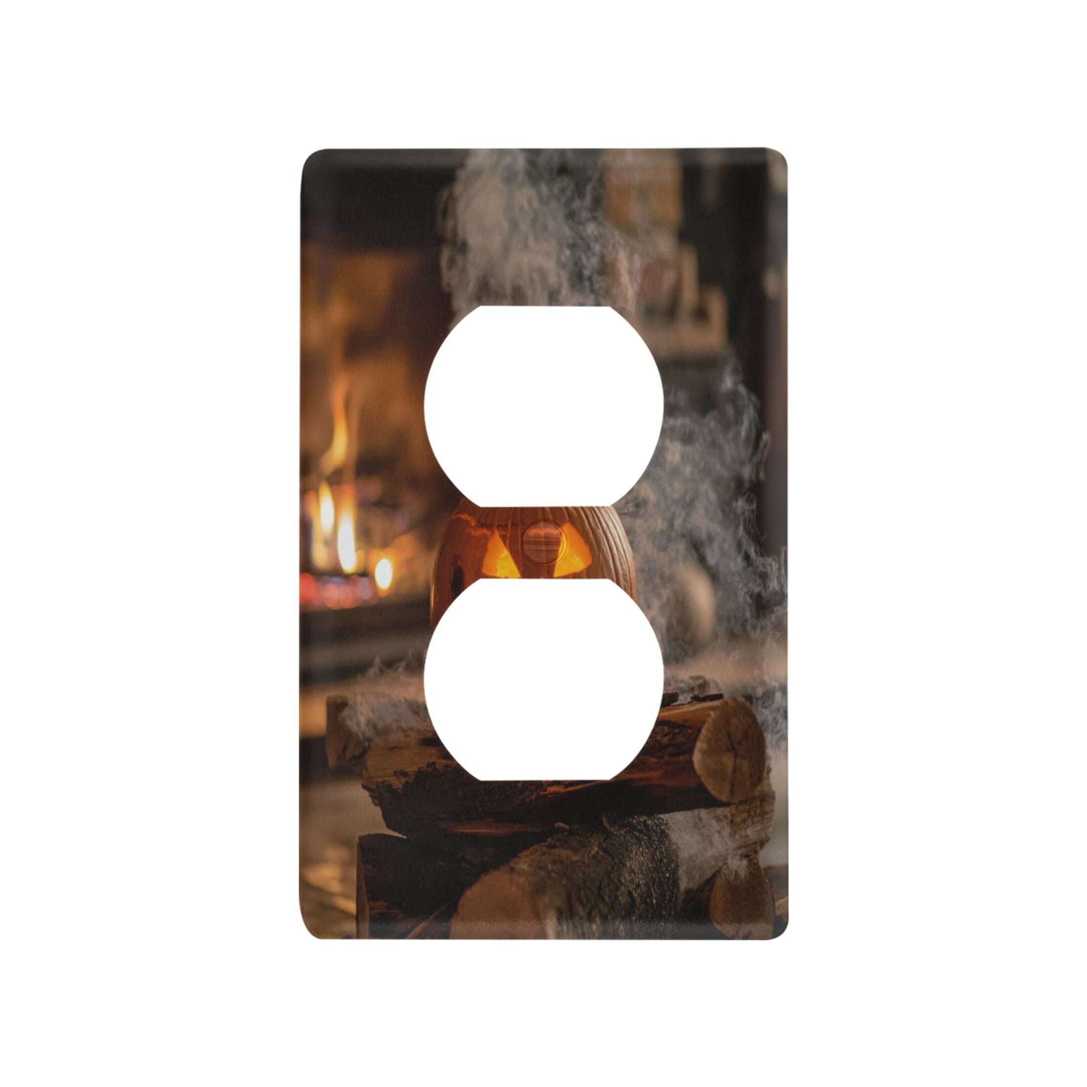 A Pumpkin Lantern Sitting on Wood Light Switch Cover Switch Plate ...