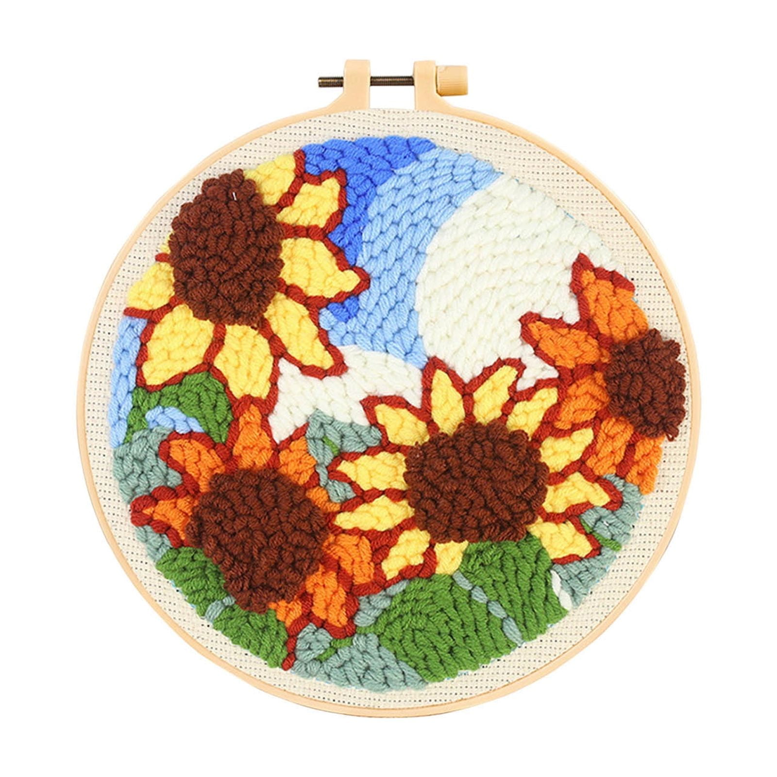 A Punch Needle Embroidery Diy Kit Coarse Yarn Flower Design Craft For ...