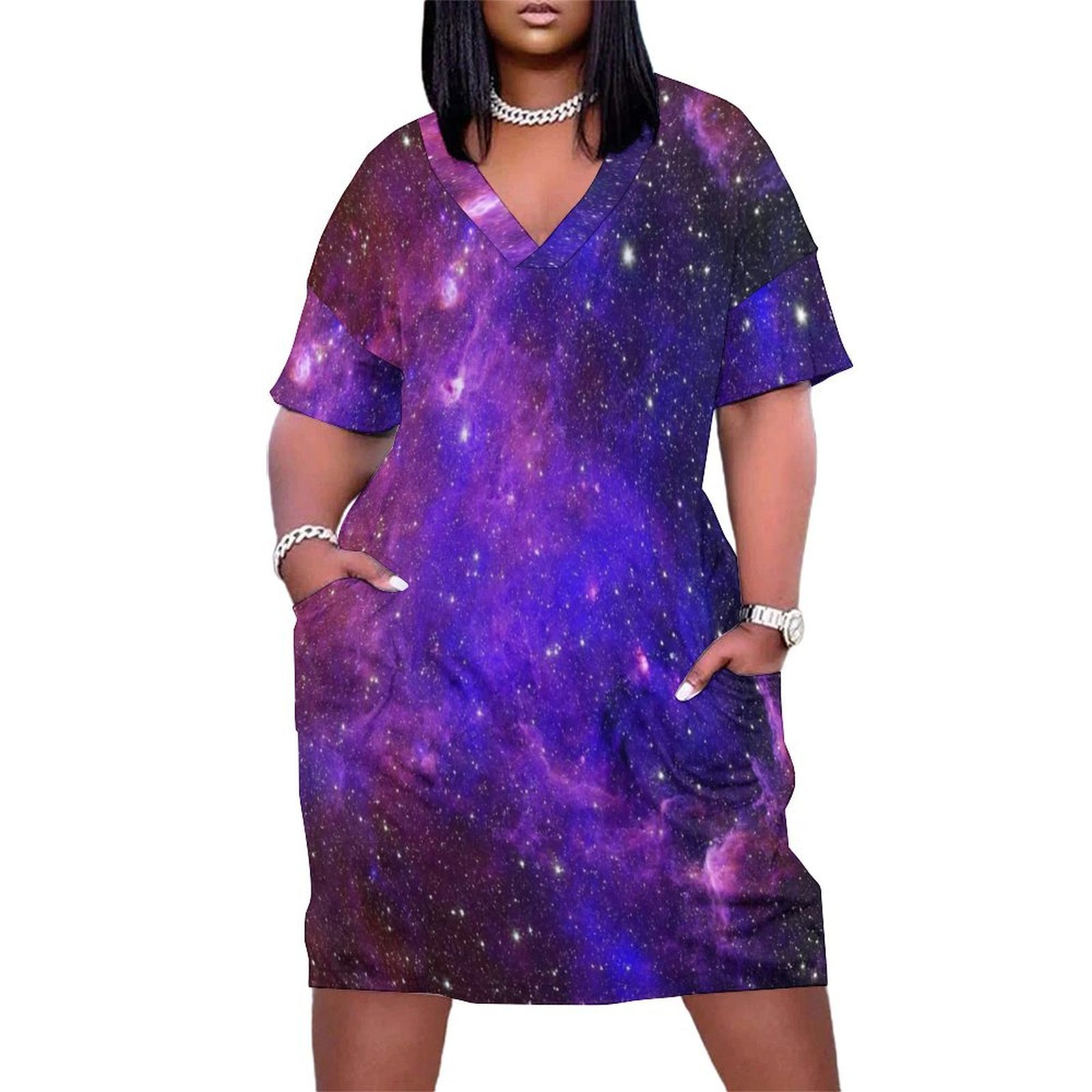A Purple And Blue Nebula Loose Pocket Dress Dresses Summer Summer ...