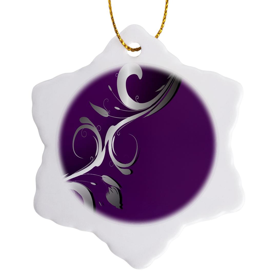 3drose, a Purple Background with a Sliver Flourish Overlay, 3 inch ...