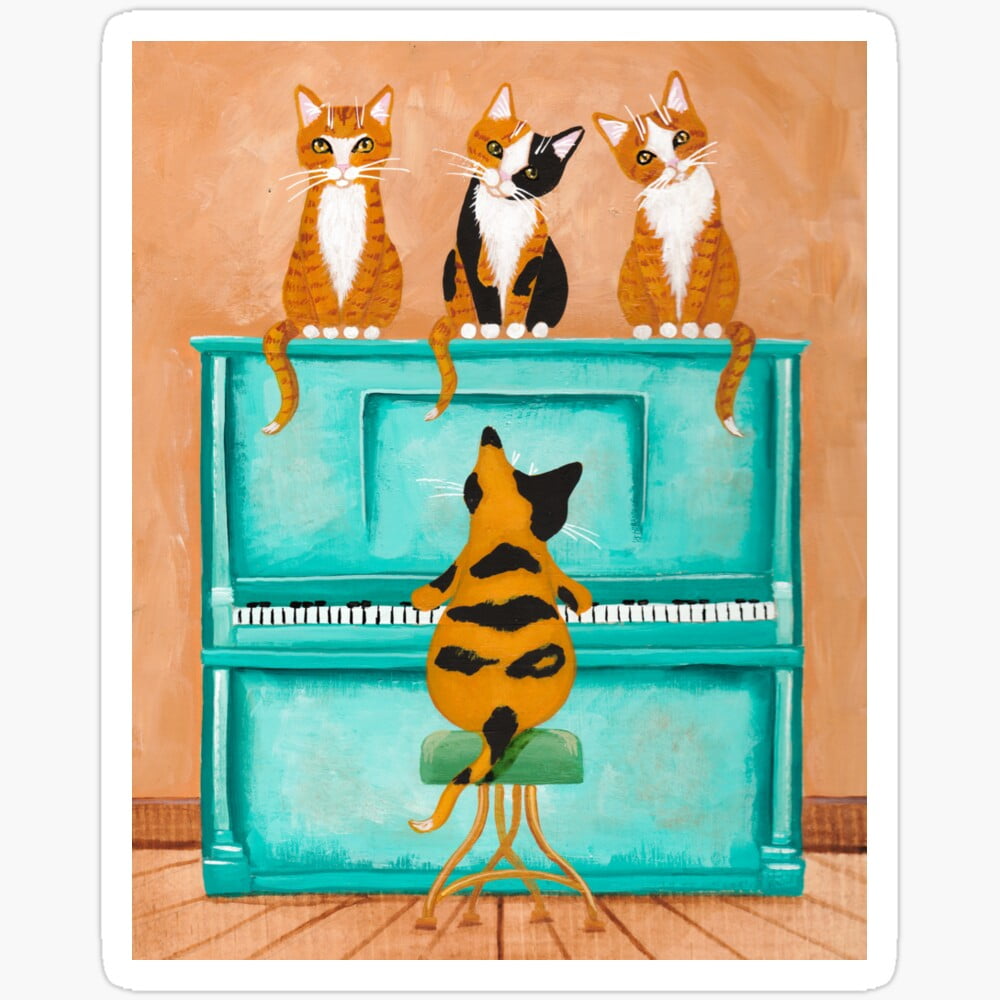 A Purrfect Piano Purrformance Sticker Phone Decal Water Bottle Stickers ...