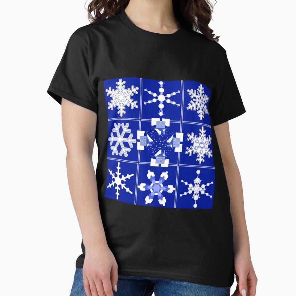 A Quasi-Quilt Pattern Of Intricate Winter Snowflakes Unisex T-Shirt, up ...