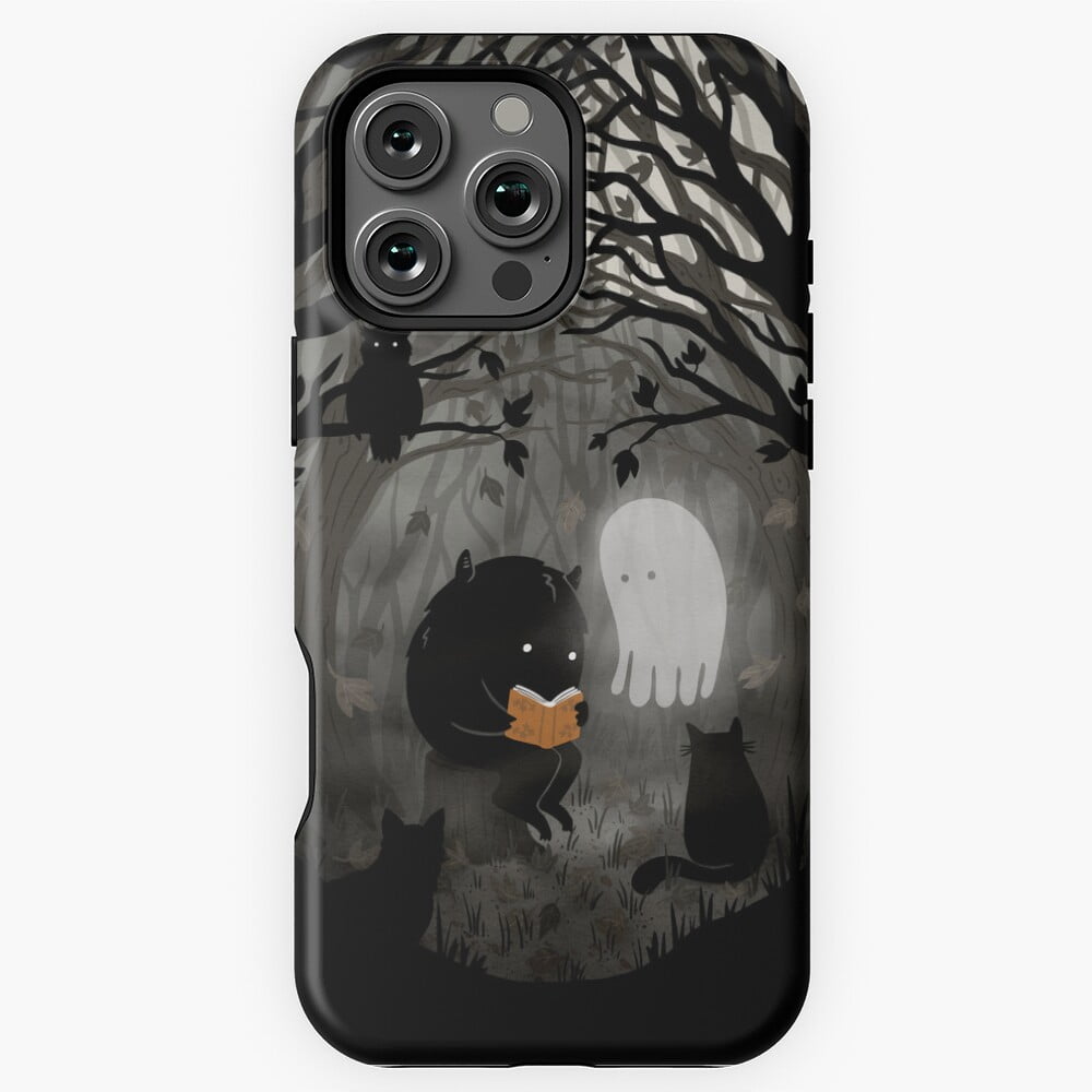 A Quiet Spooky Spot Book Reading Monster Phone Case for iPhone 16 15 14 ...