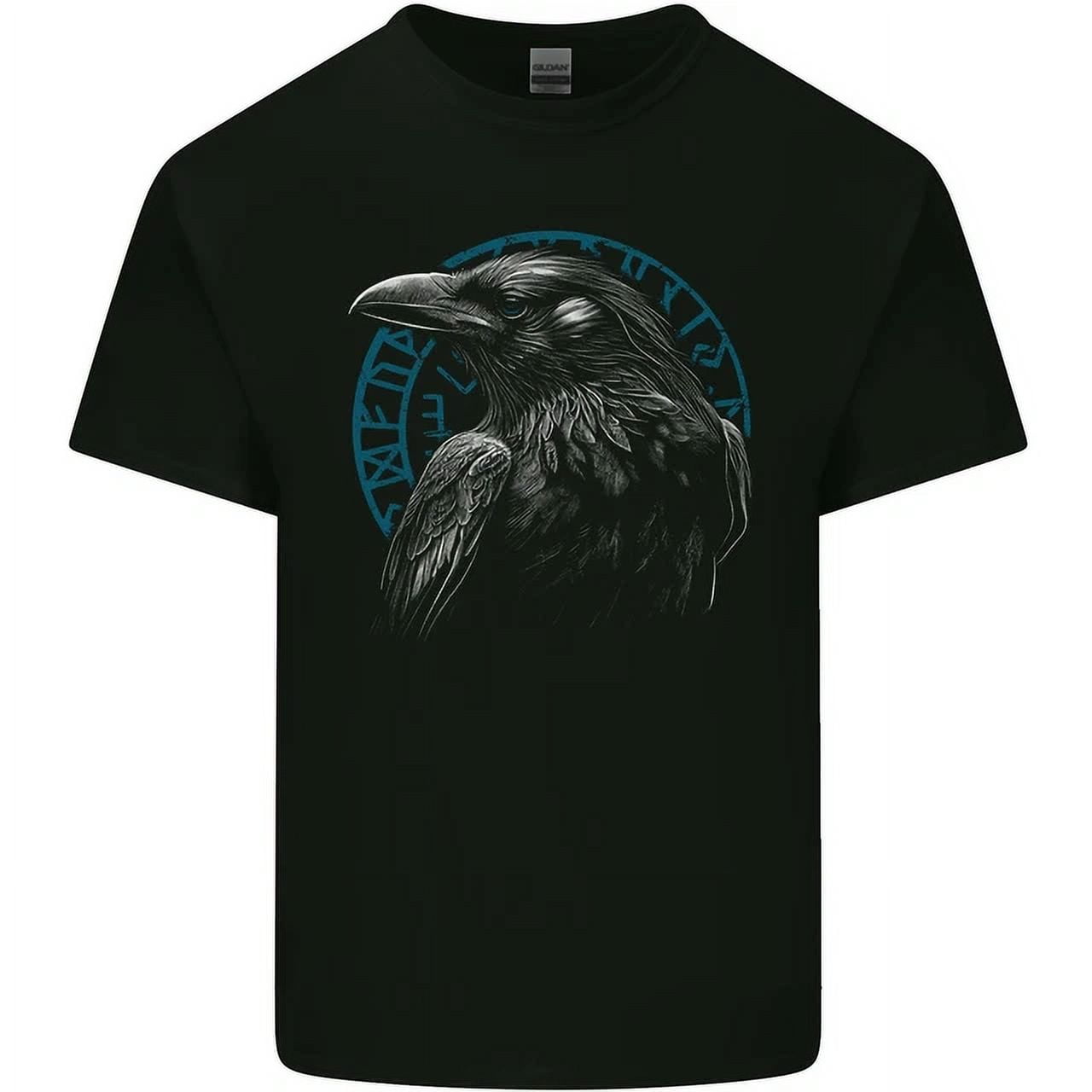 A Raven In Viking Symbols Text Valhalla T-Shirt - Walmart.com