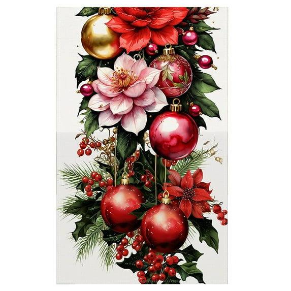 A Red Bells White Linen Table Flag 33 X 183Cm Christmas Table Decor - Walmart.com
