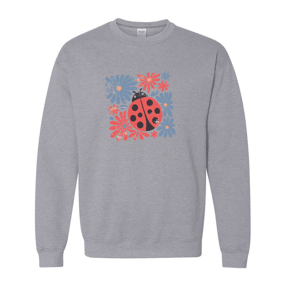 A Red Ladybug On Colorful Flowers In A Nature Garden Scene Art ...