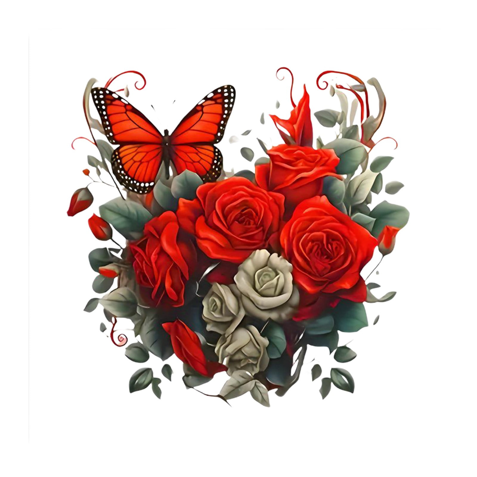 A Red Romantic Rose Car Decal Sticker 15X15 Inch Waterproof Vinyl For ...