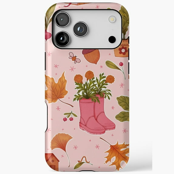 A Repeating Pattern of Simple Autumn Leaves iPhone 11 through 17 Pro ...