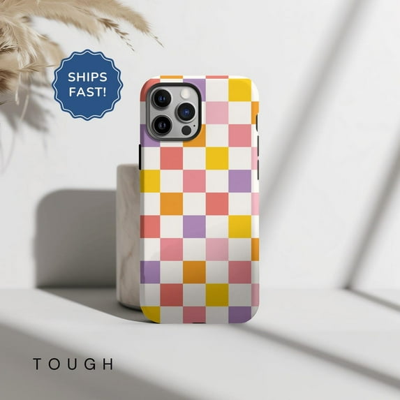 A Retro Aesthetic Checker Phone Case, a perfect gift for her with ...