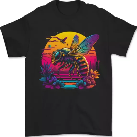 A Retrowave Bee Retro Colour T-Shirt - Walmart.com