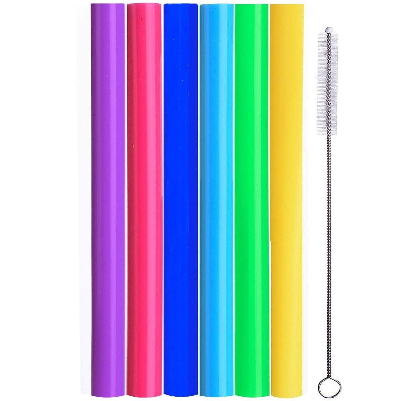 A Reusable Boba Smoothie Straws, 10" Long Extra Wide Fat Silicone ...