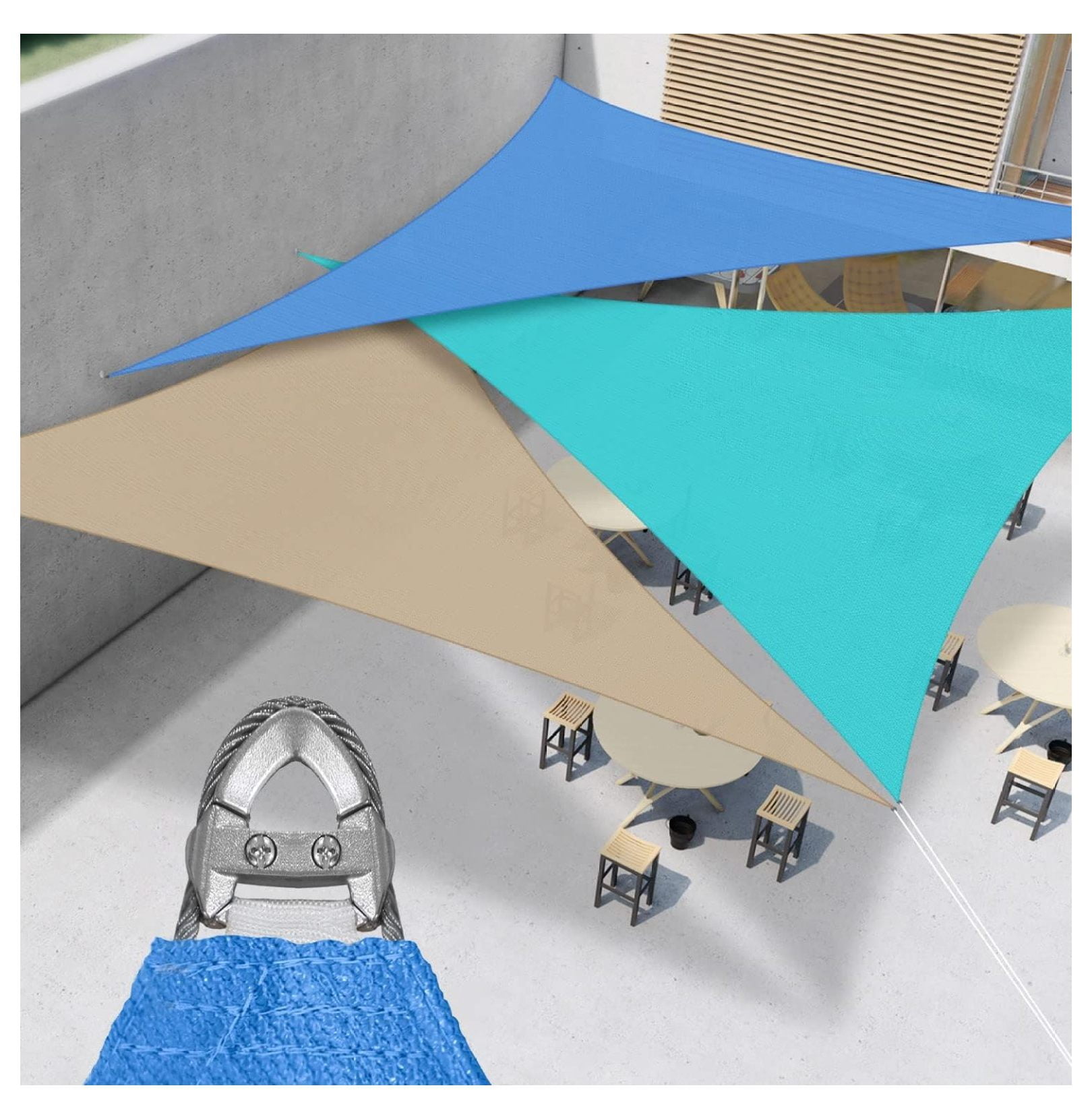A-Ring Reinforcement Large Sun Shade Sail 20' x 20' x 20' Equilateral ...