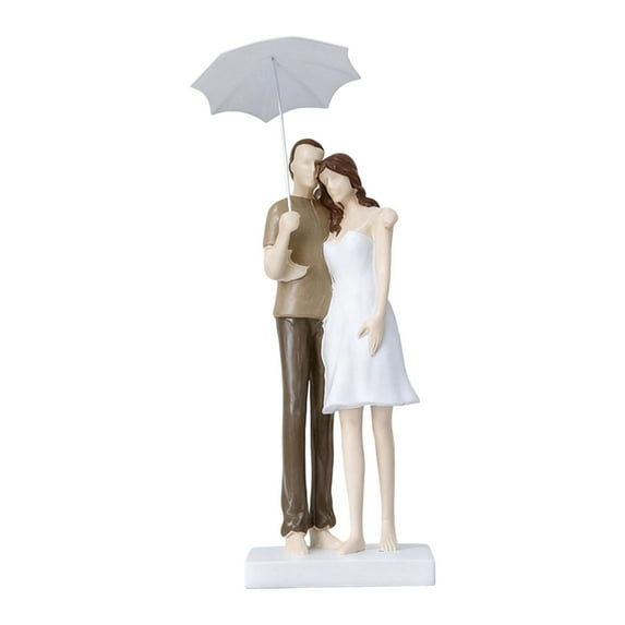 A Romantic Couple Sharing Umbrella Led Light Up Resin Figurine Home ...