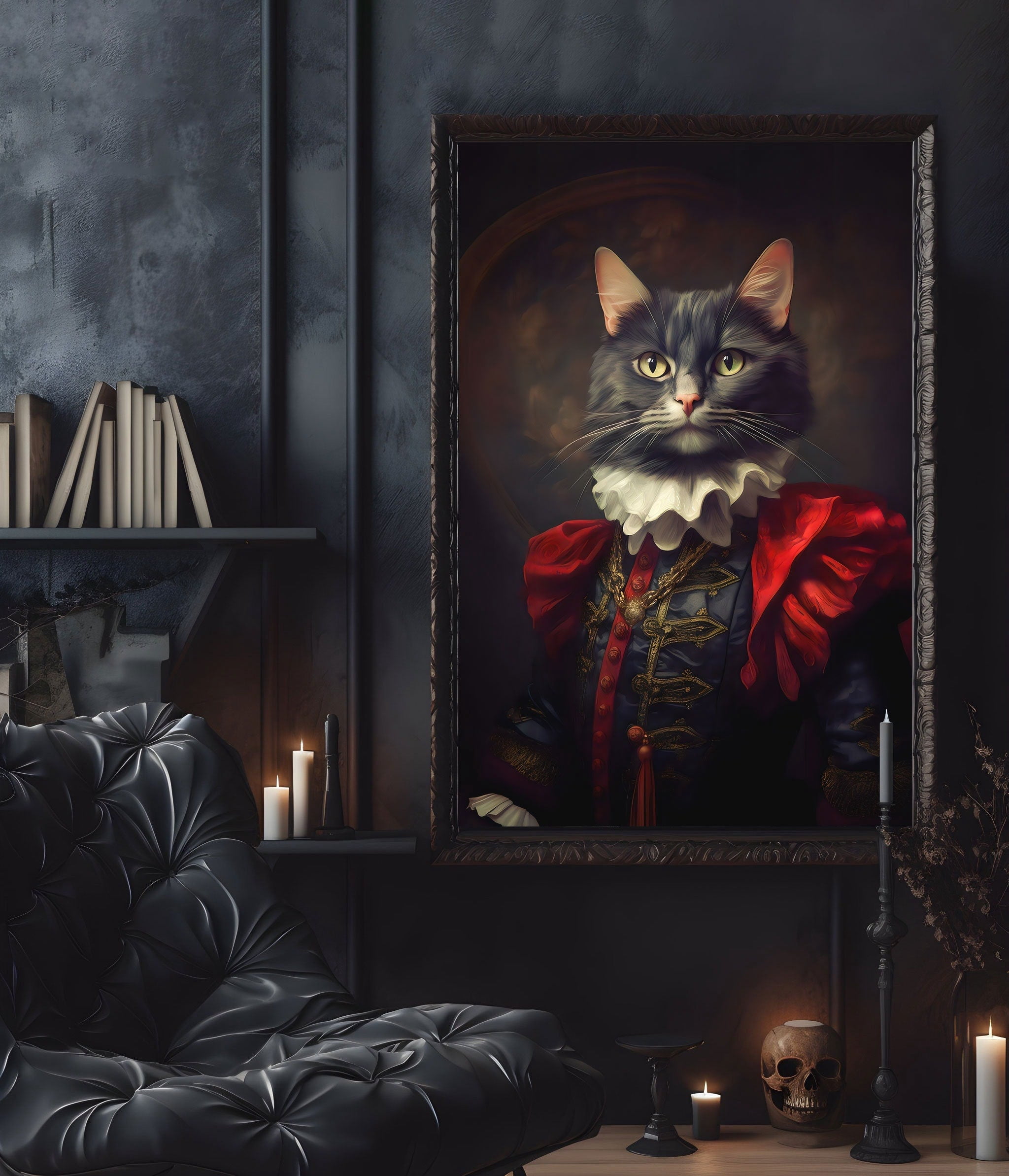 A Royal Portrait of the Black Cat Count Poster, Vintage Gothic ...