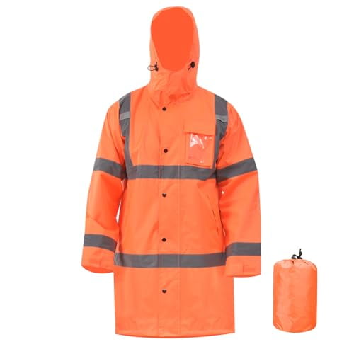 A-SAFETY High Vis Rain Jacket Trench Coat &Safety Rain Jacket RIVER ...