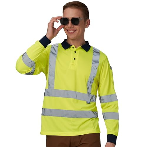 A-SAFETY Long sleeves Hi Vis Safety Daily Work Construction Polo Shirts ...